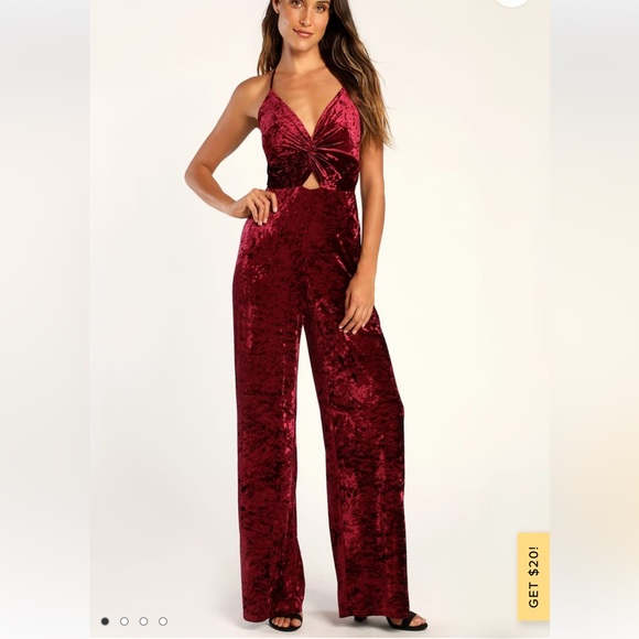 Lulus | Pants & Jumpsuits | Nwt Disco Velvet Lace Up Jumpsuit | Poshmark